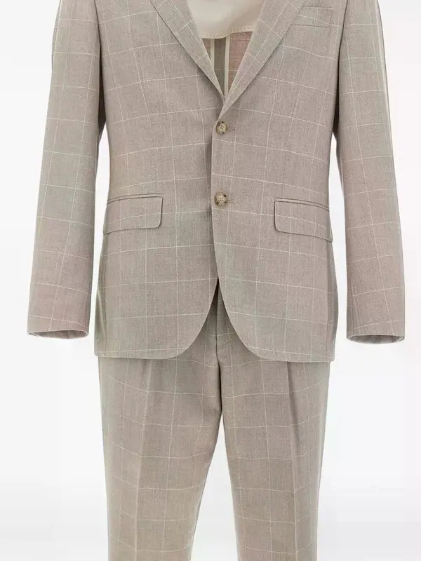 BOSS Two-piece Slim-fit Suit In Checked Italian Wool - Neutrals