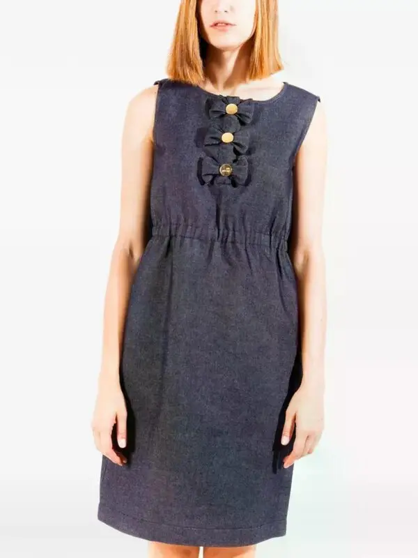 Moschino Bow-embellished Denim Mini Dress - Blue