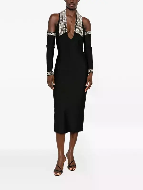 ALESSANDRO LEGORA Crystal-embellished Midi Dress