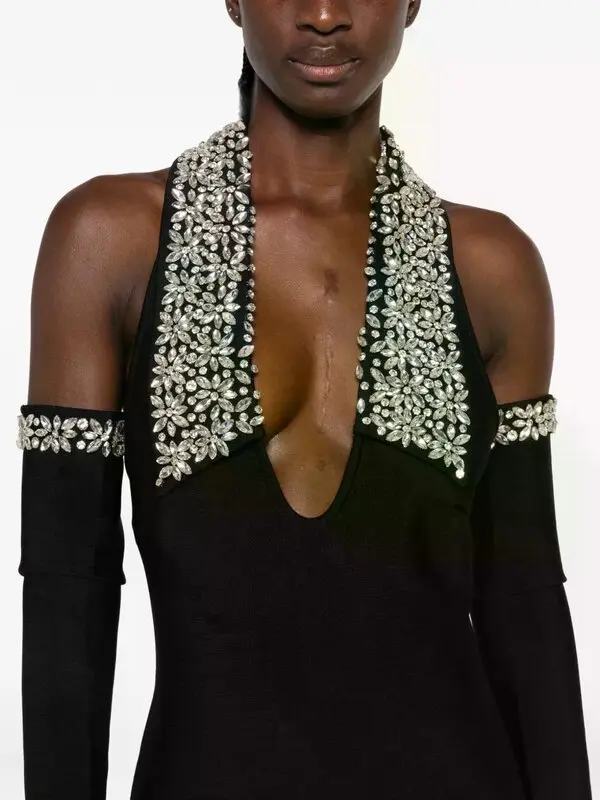 ALESSANDRO LEGORA Crystal-embellished Midi Dress
