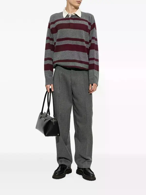 FRAME Rugby Striped Long-sleeve Polo Sweater