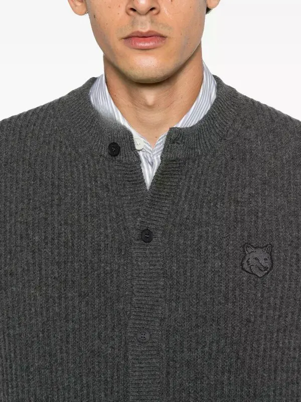 Maison Kitsuné Fox Head Ribbed-knit Cardigan