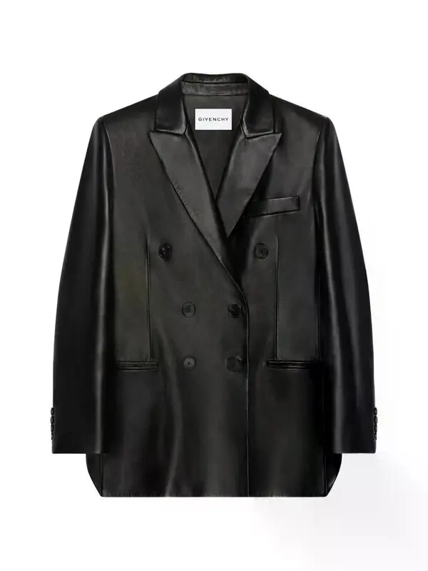 Givenchy Double-breasted Slashed Jacket In Leather - Black