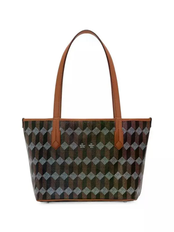AU DEPART Mini Geometric-pattern Leather-trim Tote Bag