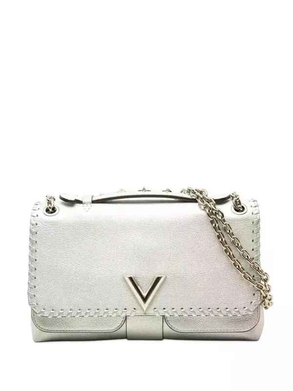 LOUIS VUITTON 2017 Metallic Cuir Plume Ecume Very Chain Bag Satchel - Silver
