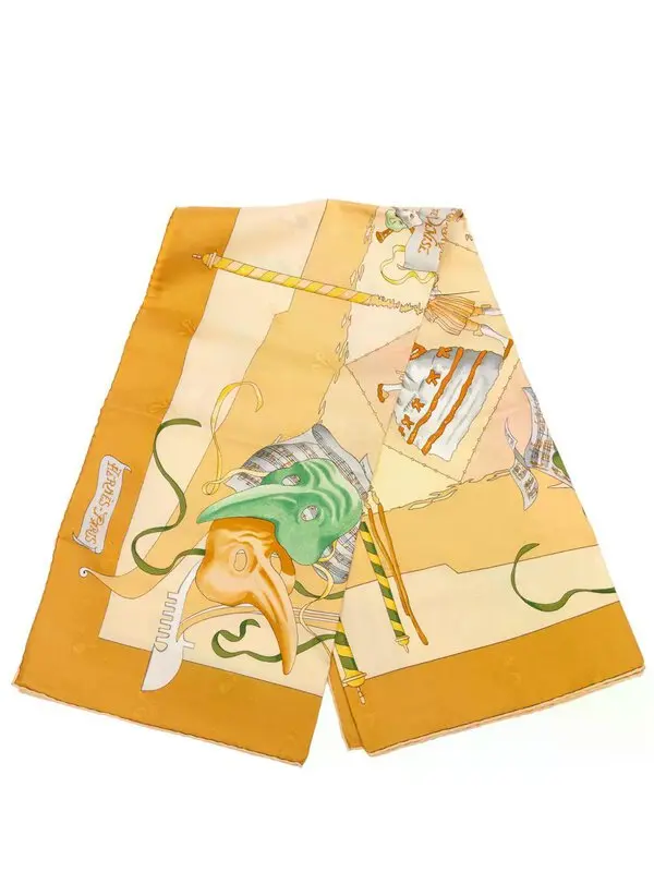 Hermès 1990-2010 Le Carnaval De Venise Silk Scarf 90 Scarves - Brown