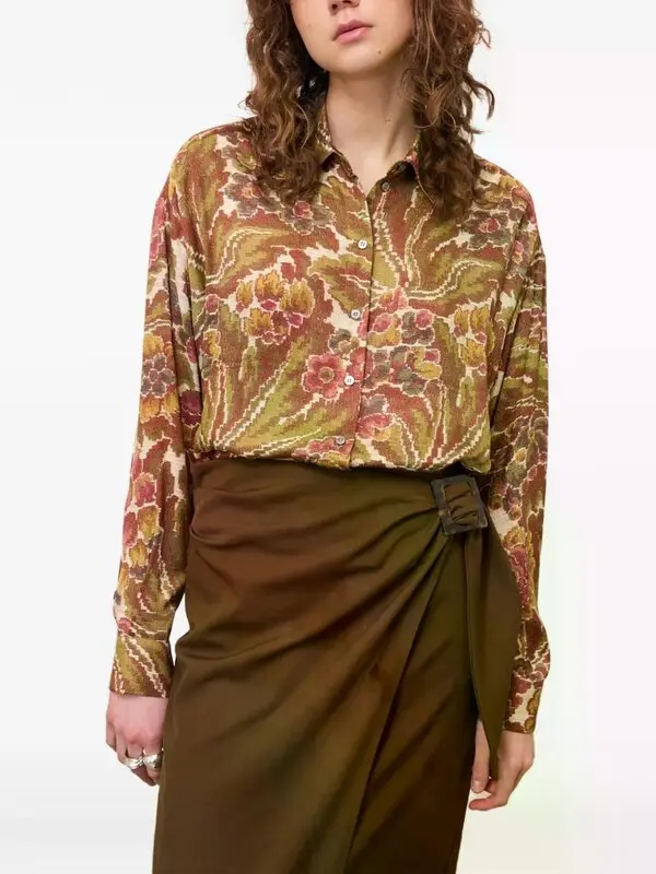 OTTOD'AME Floral-print Long-sleeve Shirt