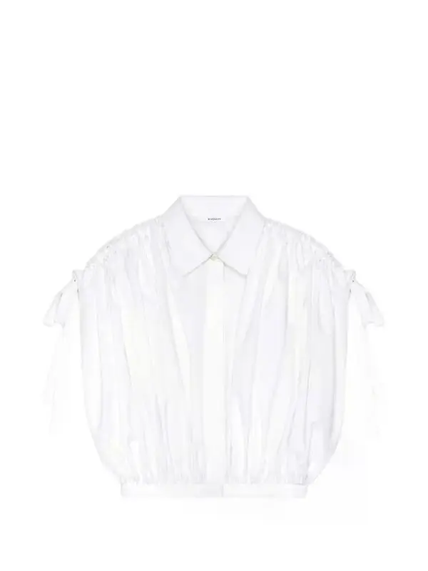 Givenchy Cropped Shirt In Poplin With Ruched Details - White