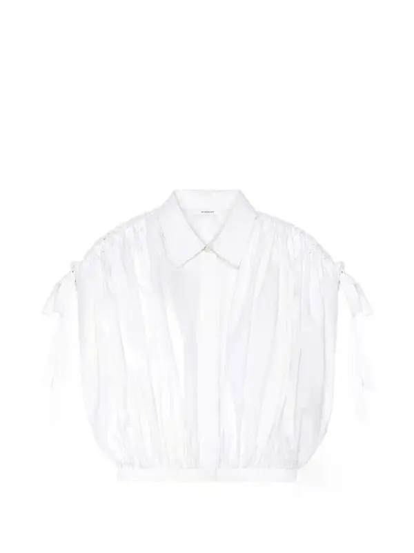 Givenchy Cropped Shirt In Poplin With Ruched Details - White