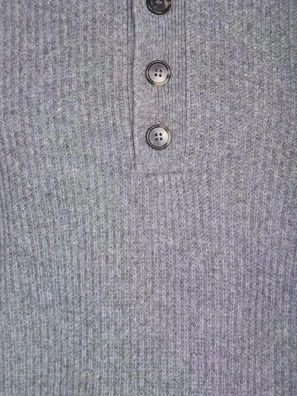 AMARANTO Ribbed-knit Henley Sweater