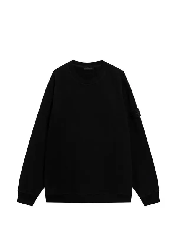 Stone Island 6100069 Stretch Cotton Fleece_s.i. Ghost Comfort-fit Crewneck Sweatshirt - Black