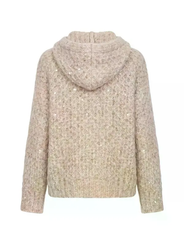 Peserico Sequin-embellished Chunky-knit Hoodie