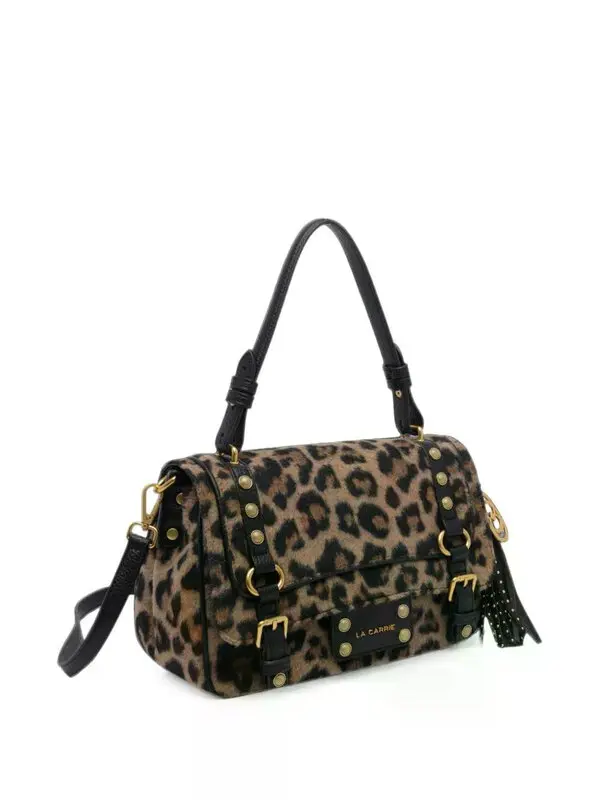 LA CARRIE Atena Leopard-print Studded Shoulder Bag