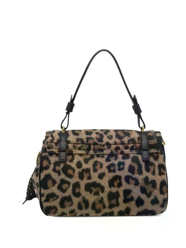 LA CARRIE Atena Leopard-print Studded Shoulder Bag - Brown