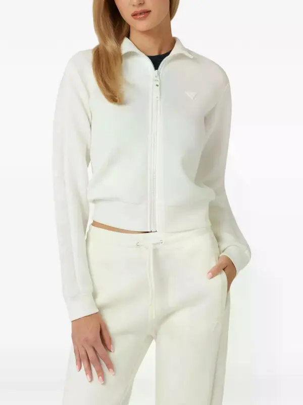 Guess Logo-patch Zip-up Sweatshirt - White