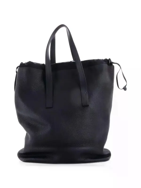 LOUIS VUITTON Cabas Light Drawstring Bag Initials Taurillon Leather Tote Bag - Black