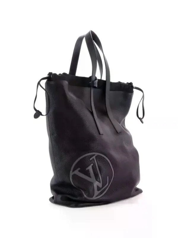 LOUIS VUITTON Cabas Light Drawstring Bag Initials Taurillon Leather Tote Bag - Black