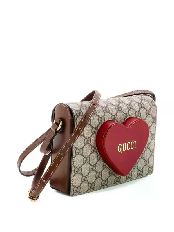 Gucci Logo Heart Gg Coated Canvas Crossbody Bag - Brown