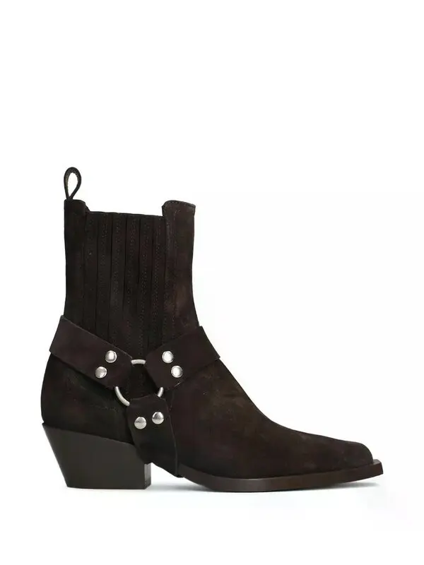BIBI LOU Harness-detail Suede Cowboy Boots - Brown