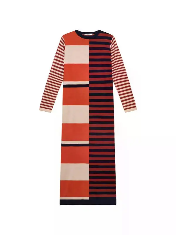Malìparmi Rhythm Block Intarsia-knit Long-sleeved Maxi Dress - Red