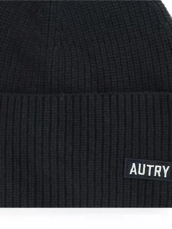 AUTRY Ribbed-knit Logo-patch Beanie Hat