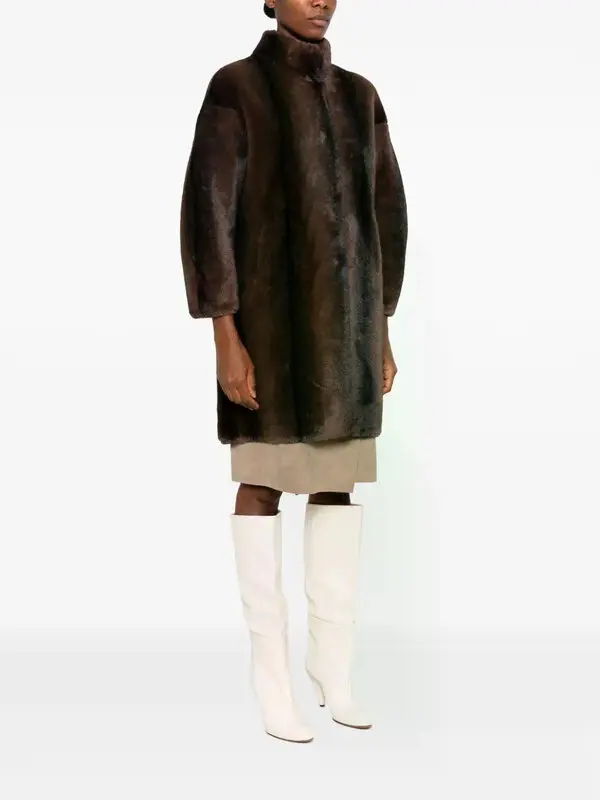 BETTA CORRADI Faux-fur Funnel-neck Coat