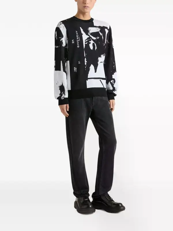 Givenchy Sweater In Knit With Photographic Negative Jacquard