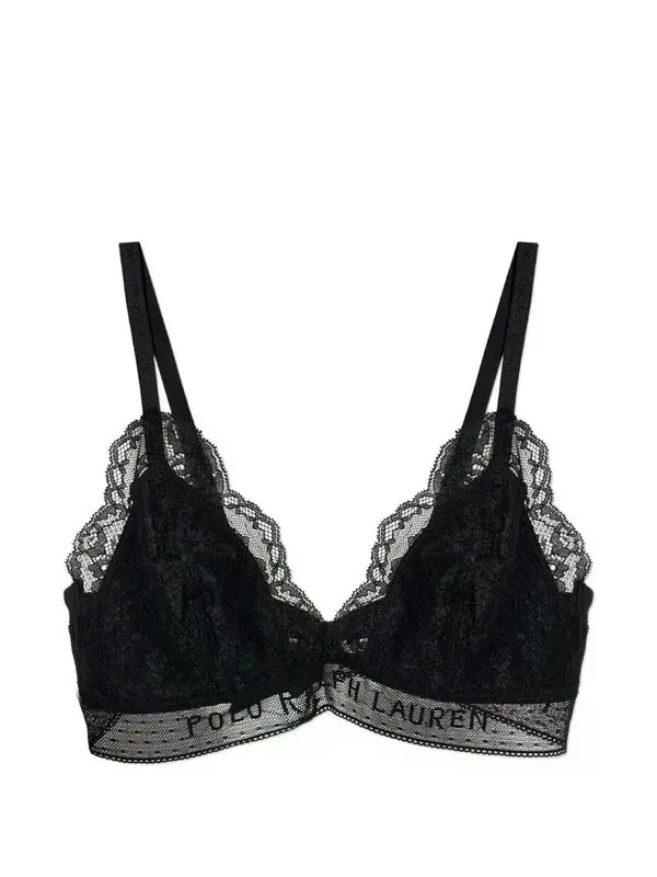 Polo Ralph Lauren Lace-trimmed Logo-band Bra - Black