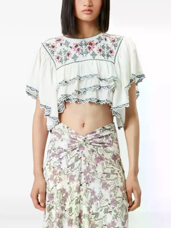 Isabel Marant Étoile Sana Embroidered Ruffled Blouse