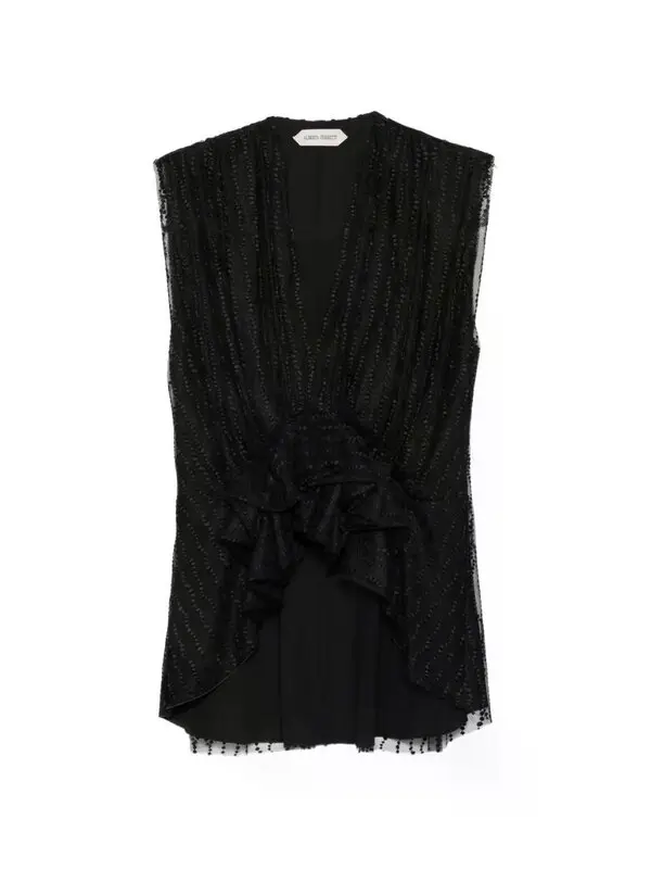 Alberta Ferretti Ruffled-hem Top - Black