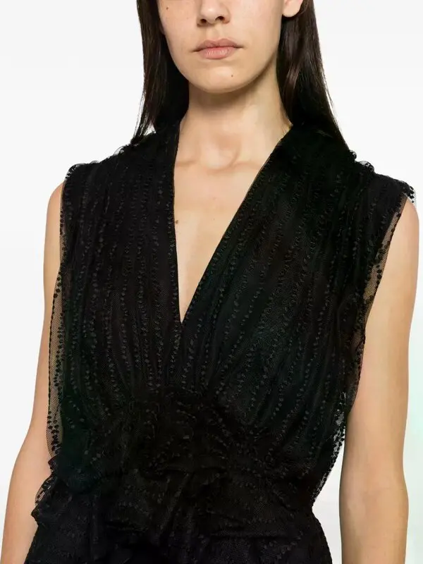Alberta Ferretti Ruffled-hem Top - Black