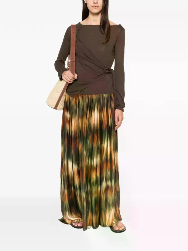 CONNOR&BLAKE Abstract-print Smocked-waist Maxi Skirt