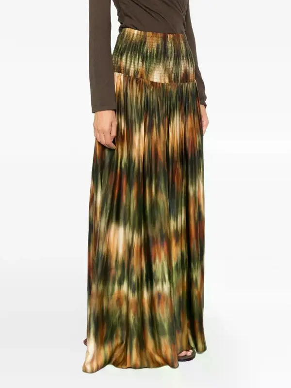 CONNOR&BLAKE Abstract-print Smocked-waist Maxi Skirt