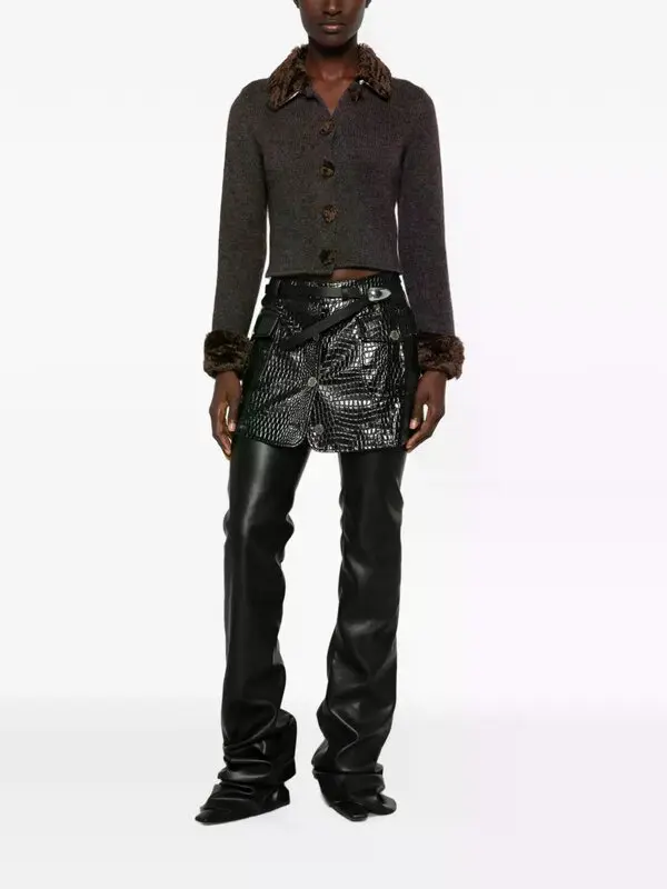 Moschino 2000s Faux-fur Trim Jacket - Brown