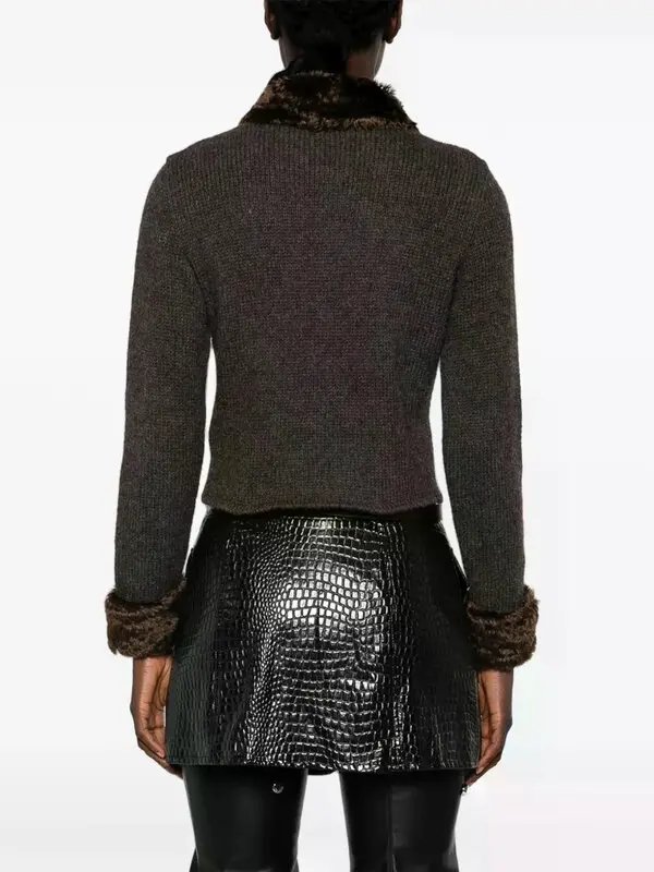 Moschino 2000s Faux-fur Trim Jacket - Brown