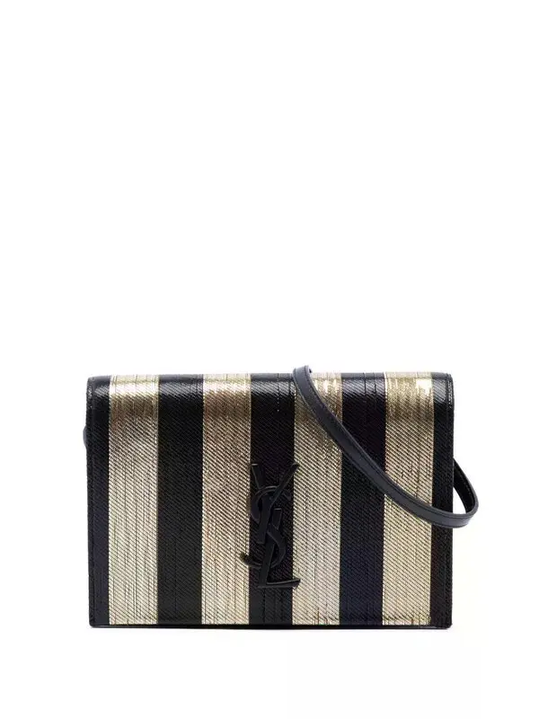 Saint Laurent 2018 Metallic Striped Fabric Monogram Kate Crossbody Bag