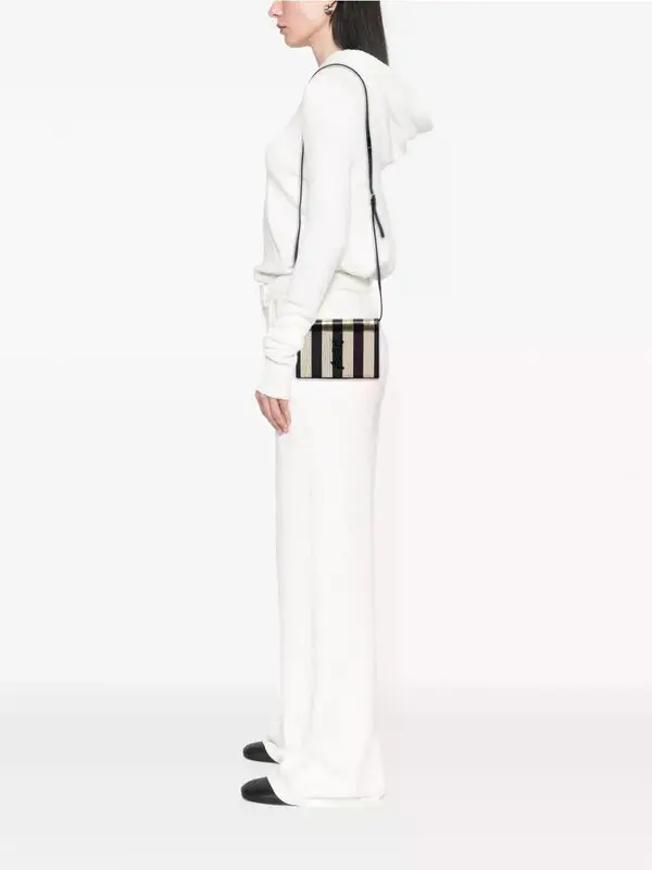 Saint Laurent 2018 Metallic Striped Fabric Monogram Kate Crossbody Bag