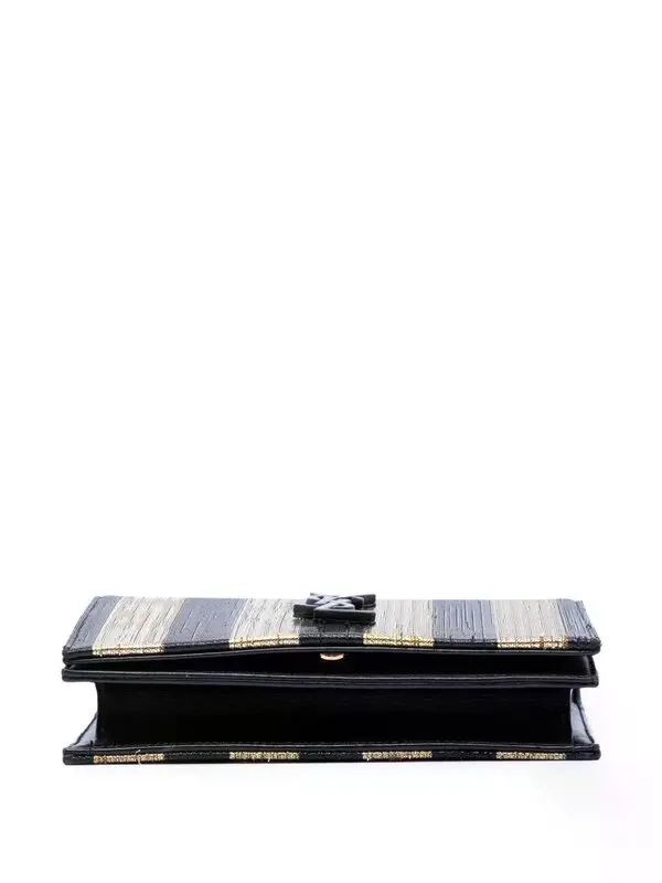 Saint Laurent 2018 Metallic Striped Fabric Monogram Kate Crossbody Bag