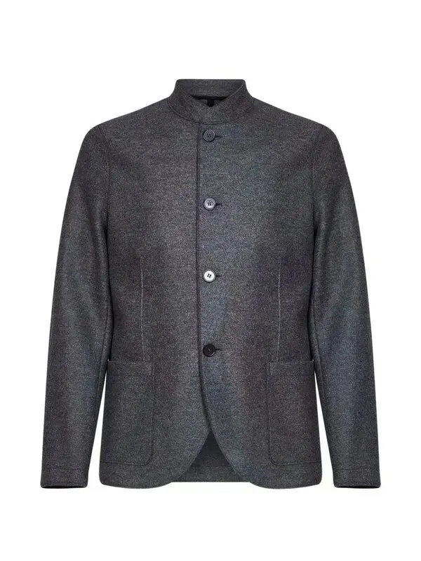 Harris Wharf London Nehru Mandarin-collar Virgin-wool Jacket - Grey