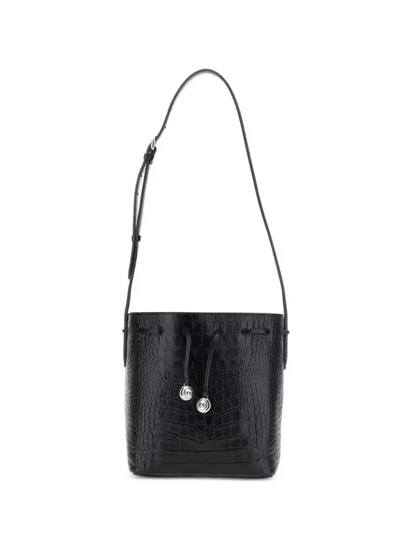 LIFFNER Small Charm Crocodile-effect Leather Bucket Bag - Black