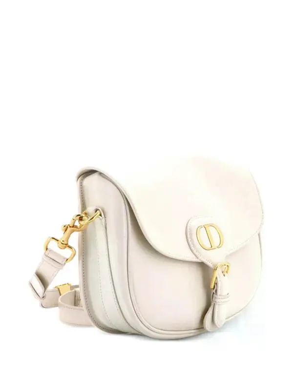 Dior Bobby Flap Bag Leather Medium Crossbody Bag - White