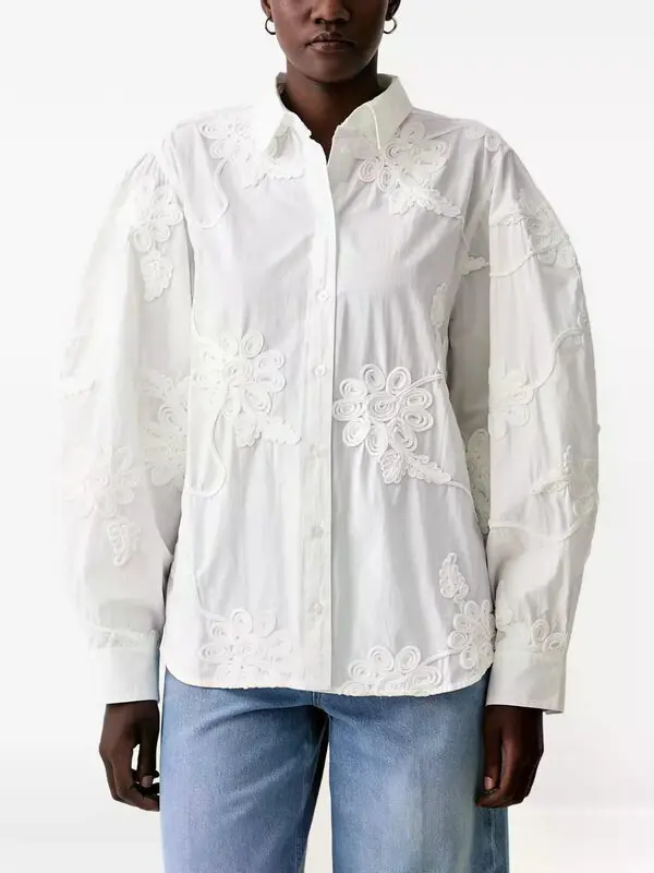 ROTATE BY BIRGER CHRISTENSEN Corded-lace Puff-sleeve Shirt - White