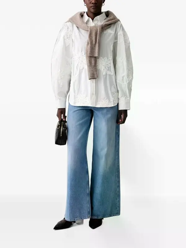 ROTATE BY BIRGER CHRISTENSEN Corded-lace Puff-sleeve Shirt