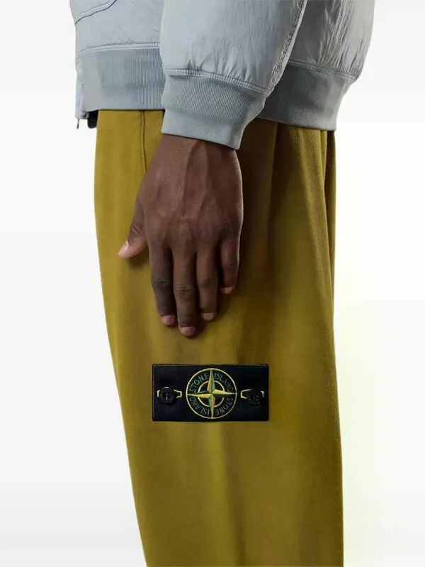 Stone Island 6200012 Brushed Organic Cotton Fleece Regular-fit Joggers With Ribbed Cuffs - Green