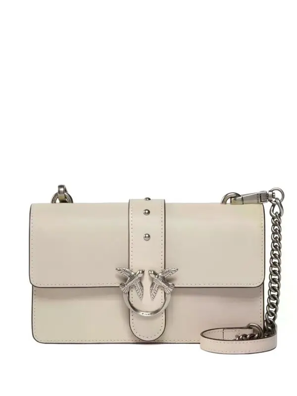 Pinko Small Love Bag One Leather Shoulder Bag With New Buckle - Neutrals