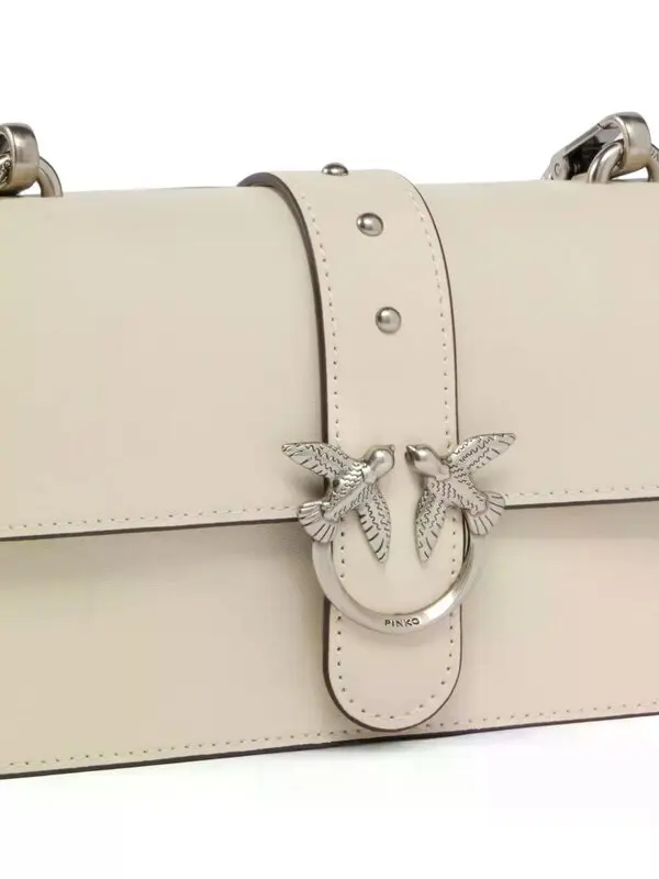Pinko Small Love Bag One Leather Shoulder Bag With New Buckle - Neutrals