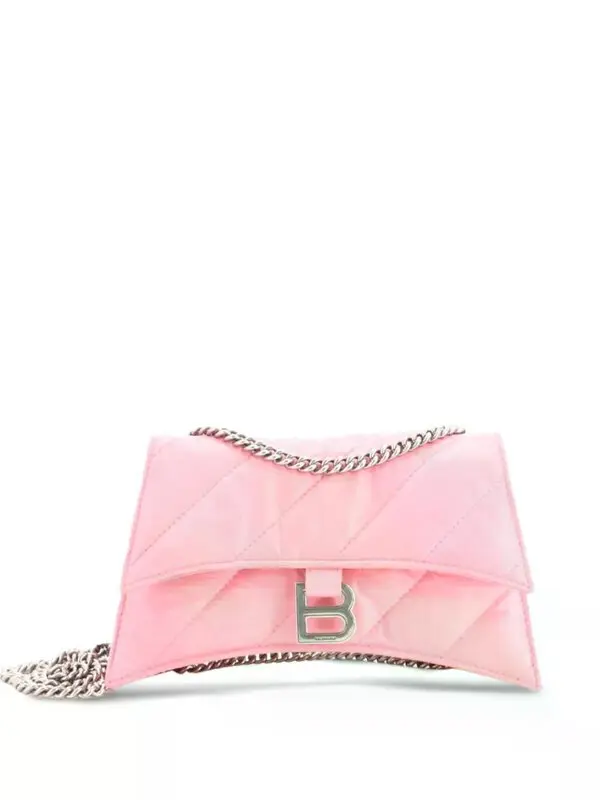 Balenciaga Crush Chain Flap Bag Quilted Crushed Calfskin Xs Shoulder Bag - Pink