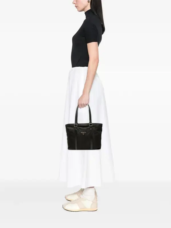 Prada 2013-2026 Saffiano Trimmed Tessuto Tote Bag