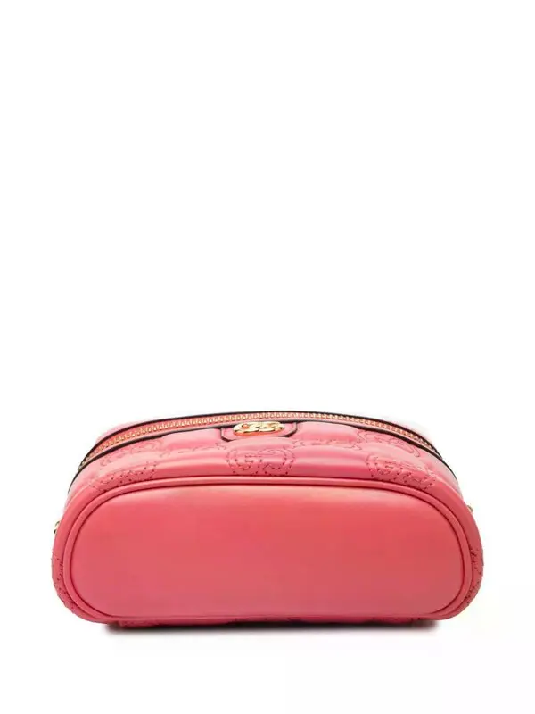 Gucci 2016-2026 Mini Gg Marmont Matelasse Calfskin Top Handle Vanity Chain Bag Satchel - Pink