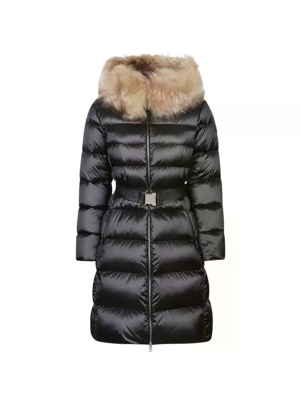 Moncler Belted Fur-trim Coat